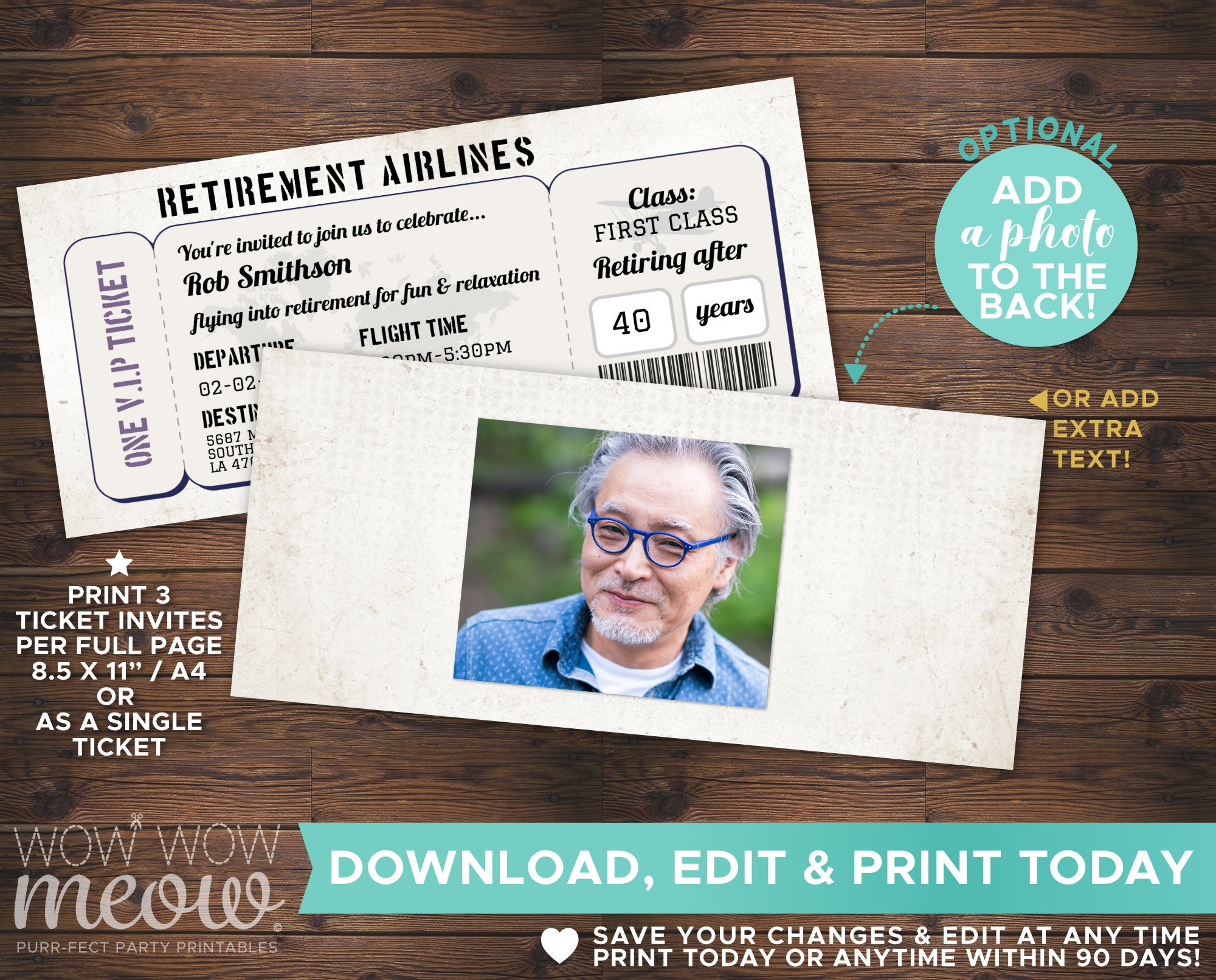 Retirement Ticket Invitation Retired Plane Invite INSTANT - Etsy UK
