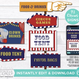 Circus Party Signs INSTANT DOWNLOAD Direction Arrow Signpost ...