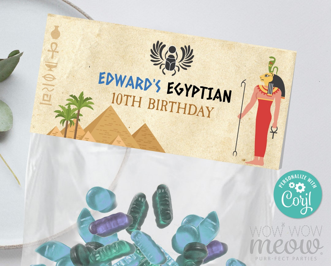 Egypt Party Treat Bag Headers Birthday Hieroglyphics Egyptian Boys ...