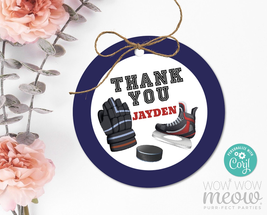 Ice Hockey Thank You Tags Birthday Party Gift Tags Rink Sports Favour ...