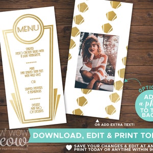 1920's Menu Dinner Template Wedding Gatsby Package INSTANT - Etsy UK