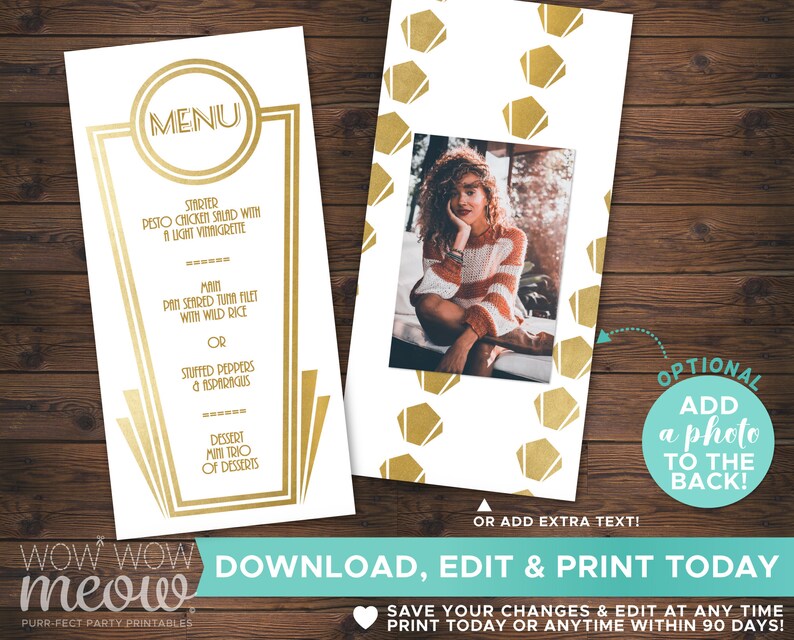 1920's Menu Dinner Template Wedding Gatsby Package INSTANT - Etsy UK
