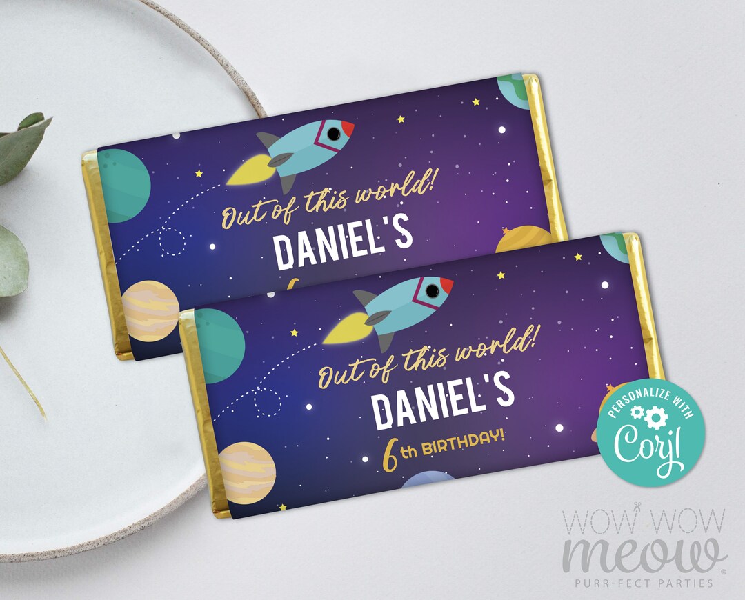 Space Rocket Chocolate Bar Wrapper Birthday Space Ship Astronaut Candy ...