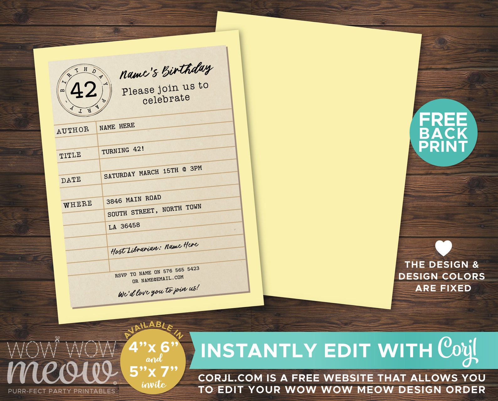 Library Card Birthday Party Invitation INSTANT DOWNLOAD Reading Books ...