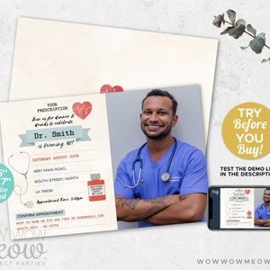 Doctor Invitation Photo Prescription Invite Dr. Birthday Party INSTANT ...