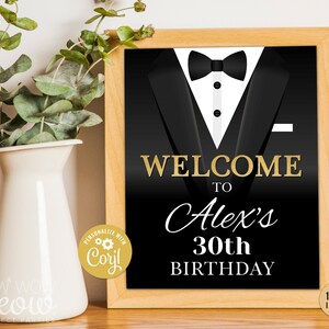 Tuxedo Black Tie Party Birthday Welcome 16 X 20 Sign Editable Party ...
