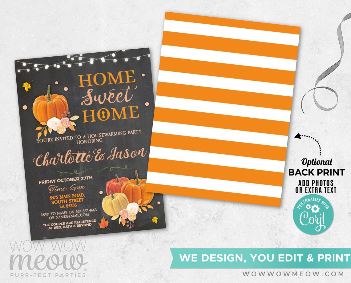 Fall Housewarming Invite New House Invitation Home Sweet Home Couples ...