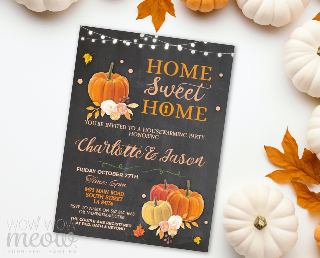Fall Housewarming Invite New House Invitation Home Sweet Home Couples ...