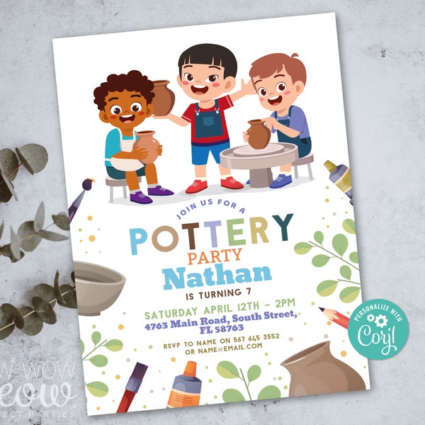 Clay Pottery Birthday Invite - Etsy