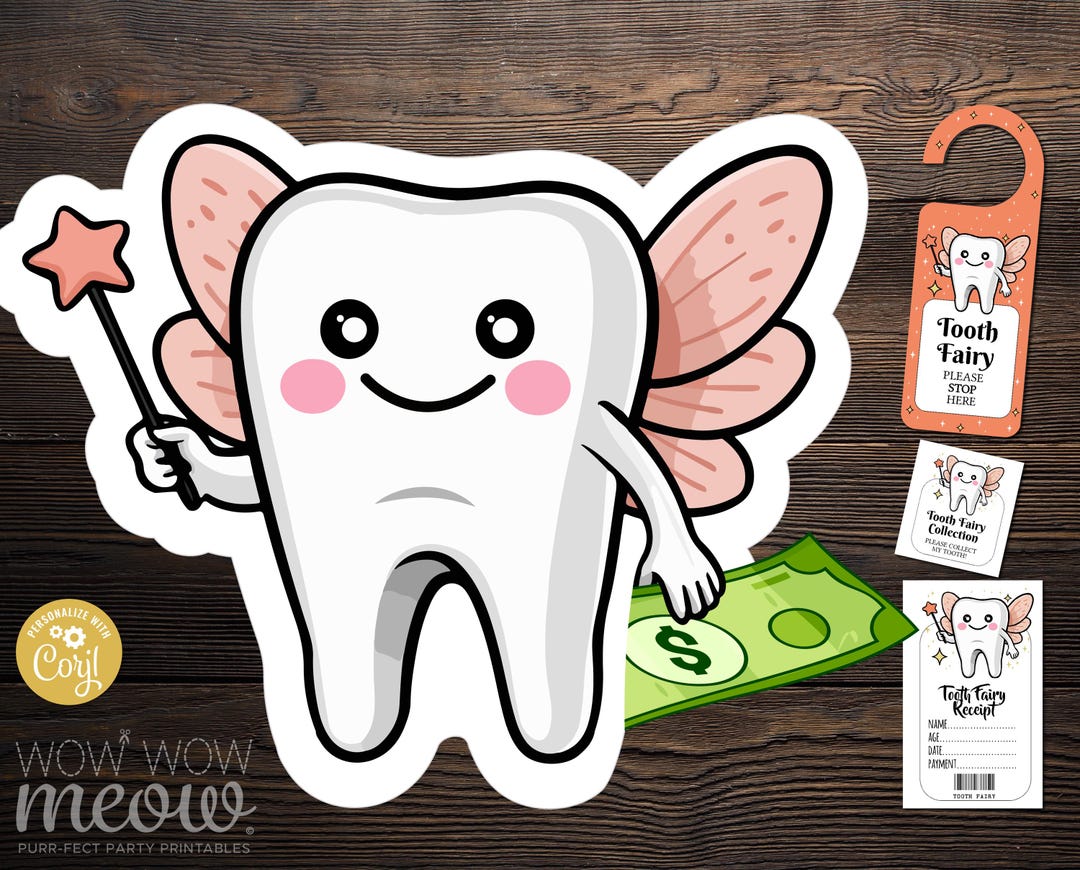 Tooth Fairy Bundle Money Children Lost Teeth Cute Orange Boys Girls ...