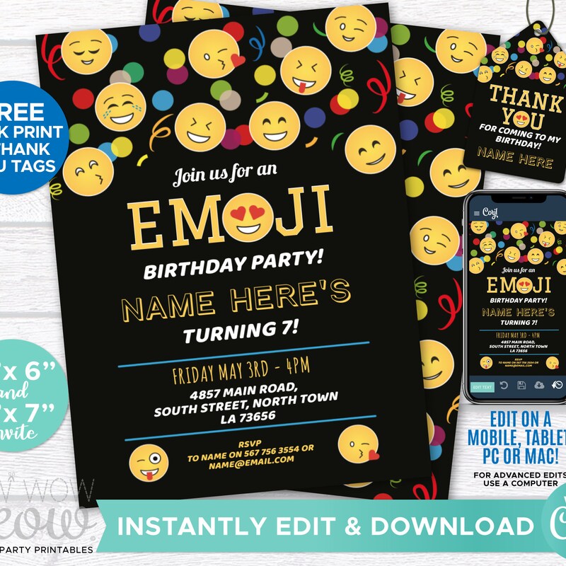 Emoji Invitation - Etsy