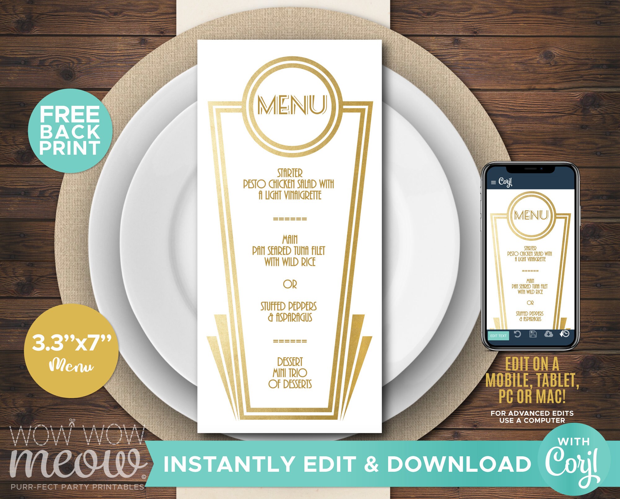 1920's Menu Dinner Template Wedding Gatsby Package INSTANT - Etsy UK