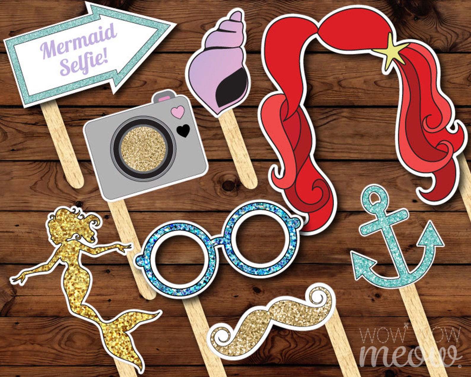 Mermaid Photo Props OVER 50 Props INSTANT DOWNLOAD Birthday Under the ...
