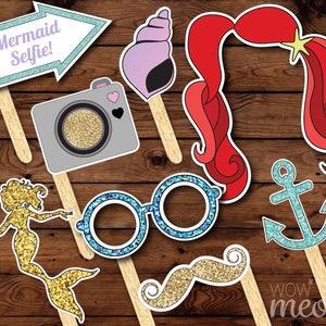 Mermaid Photo Props OVER 50 Props INSTANT DOWNLOAD Birthday Under the ...