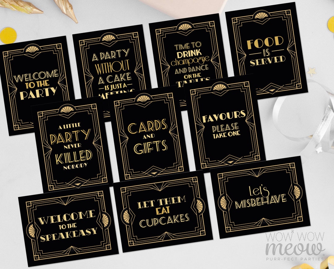 Art Deco Signs Welcome 1920s Poster Birthday Party Twenties 8.5 X 11 ...