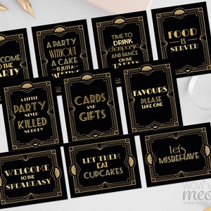 Art Deco Signs Welcome 1920s Poster Birthday Party Twenties 8.5 X 11 ...