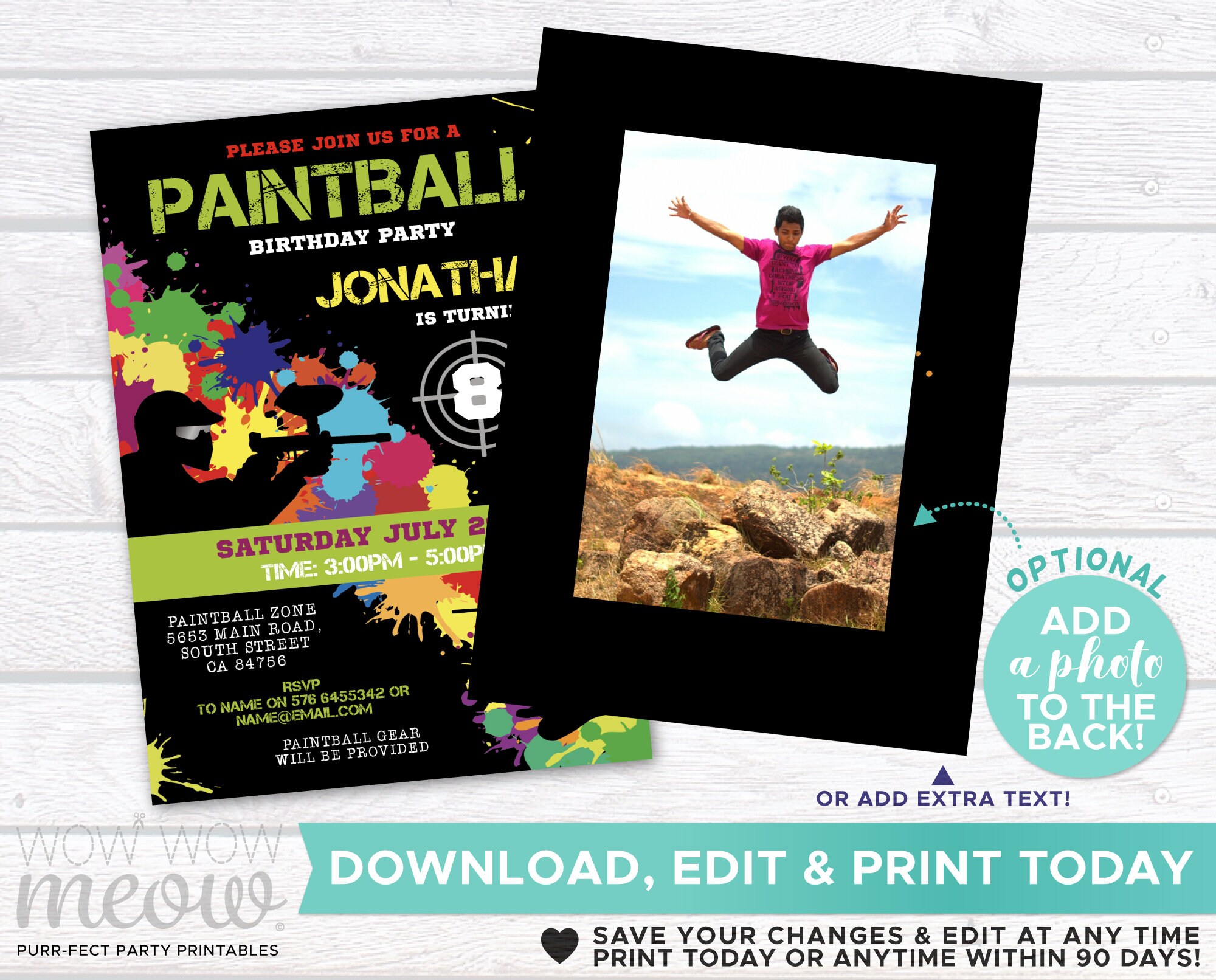 Paintball Invitations Birthday Party Invites Paint Ball Girls - Etsy