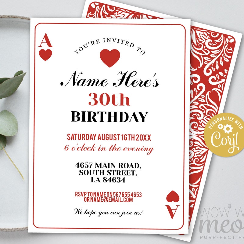 Playing Card Invite - Etsy