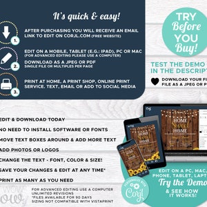 Housewarming Invite New House Invitation Sunflower Wood Home Sweet Home ...