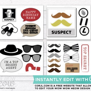 Secret Agent Spy Photo Props INSTANT DOWNLOAD Decoration Detective ...