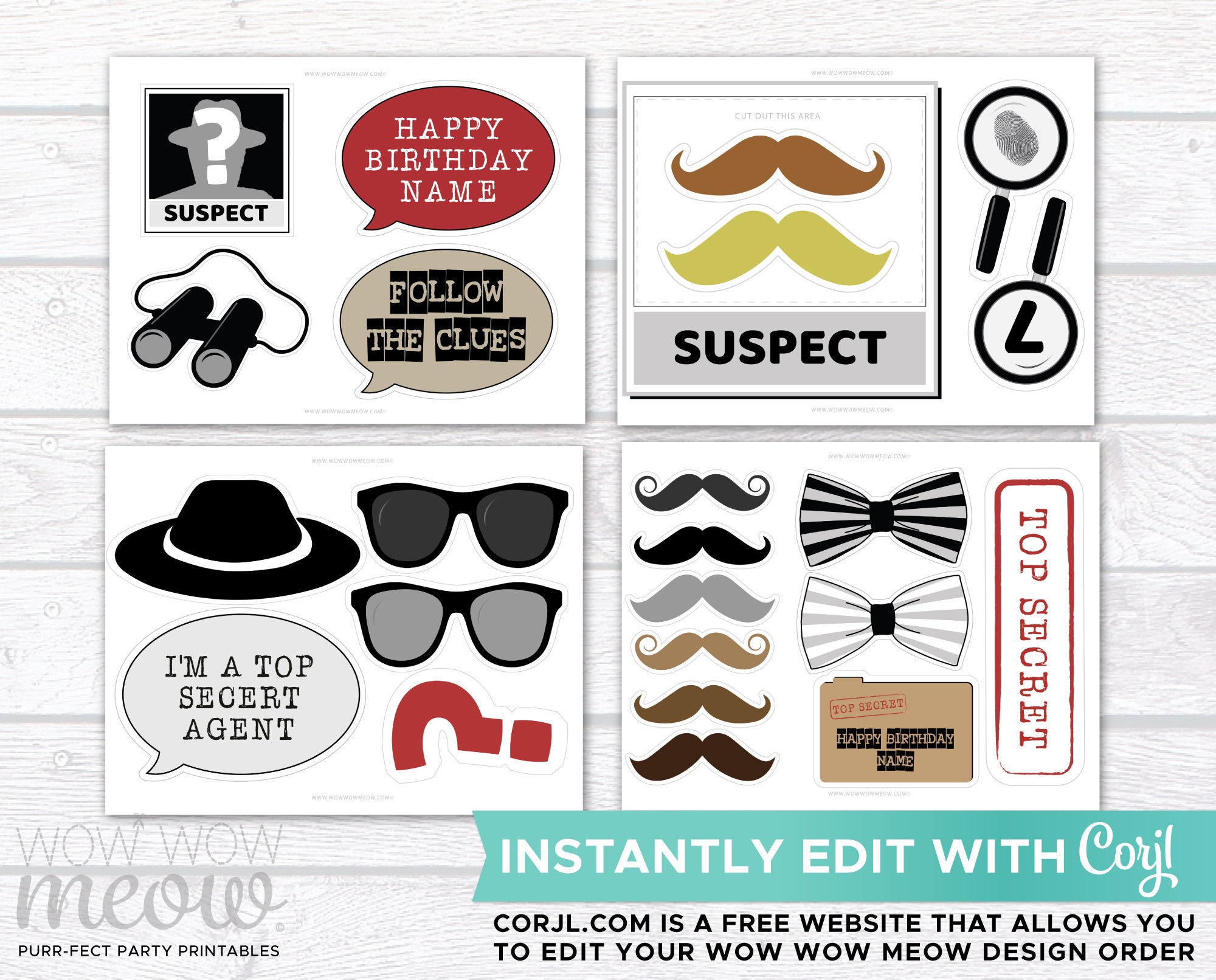 Secret Agent Spy Photo Props INSTANT DOWNLOAD Decoration - Etsy