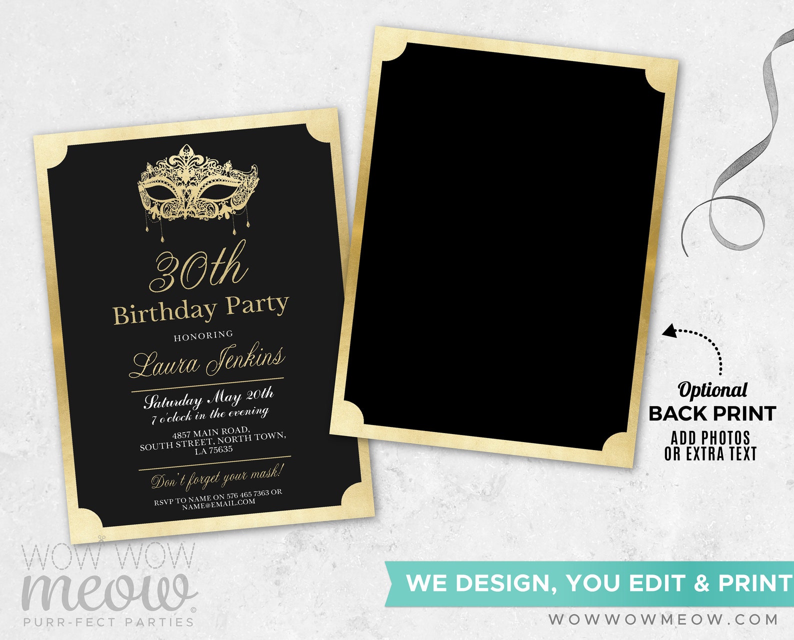 Masquerade Birthday Invitation Party Mask Masked Ball Any - Etsy