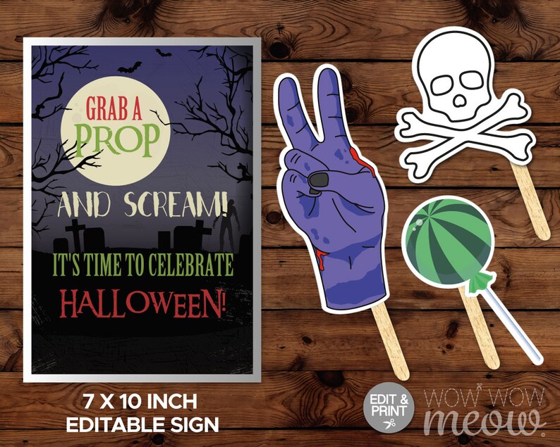 Halloween Photo Props Booth 50 Zombie Signs INSTANT DOWNLOAD | Etsy