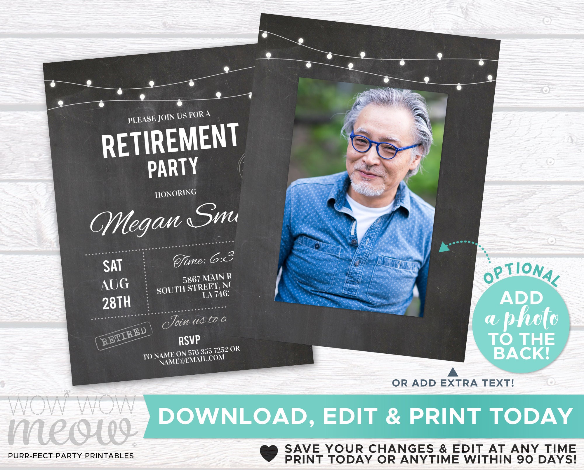 Retirement Invitation Chalk Retired DOWNLOAD Customize Instant Mens ...