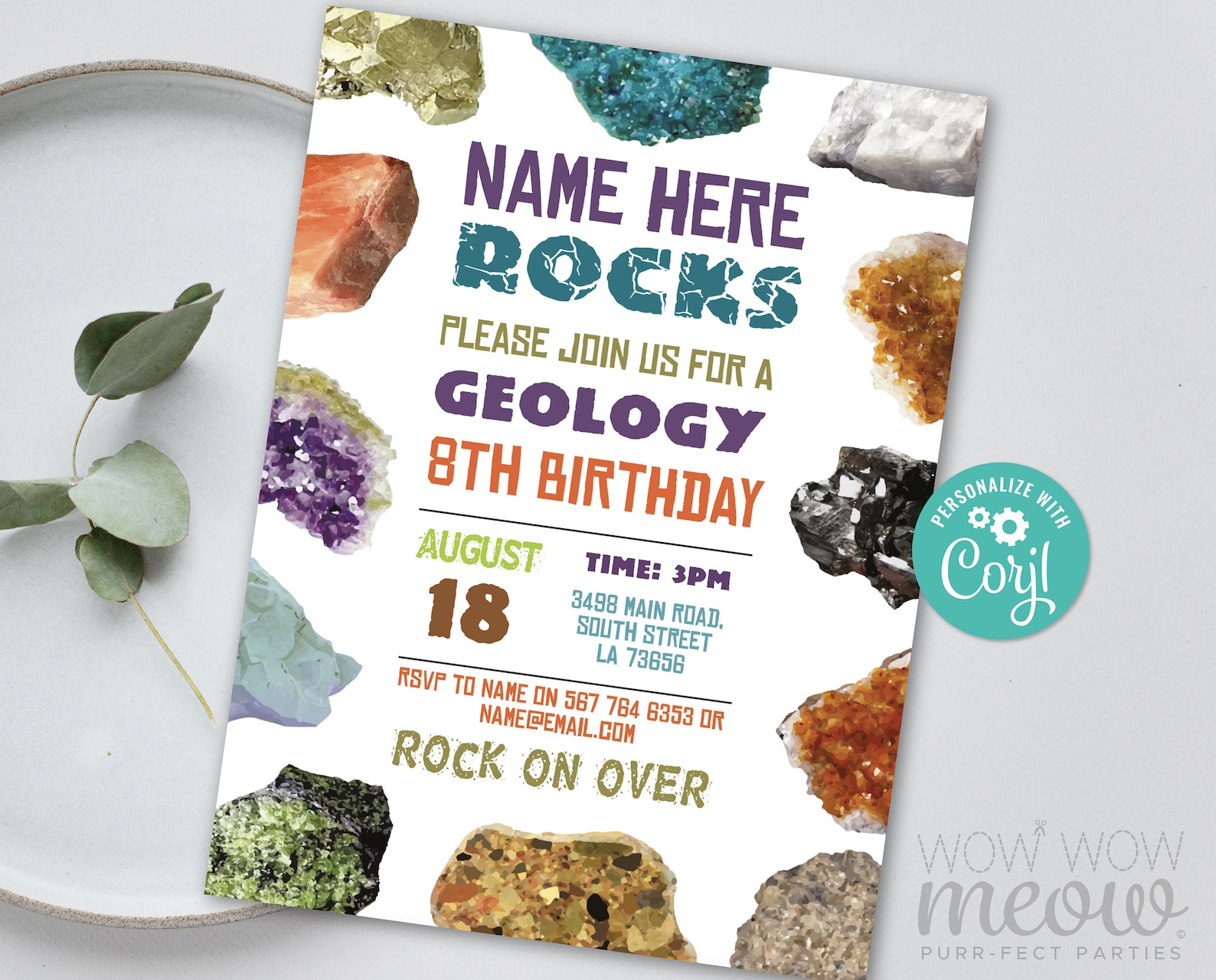 Geology Invitations Rocks Birthday Invites Girls Boys Party - Etsy