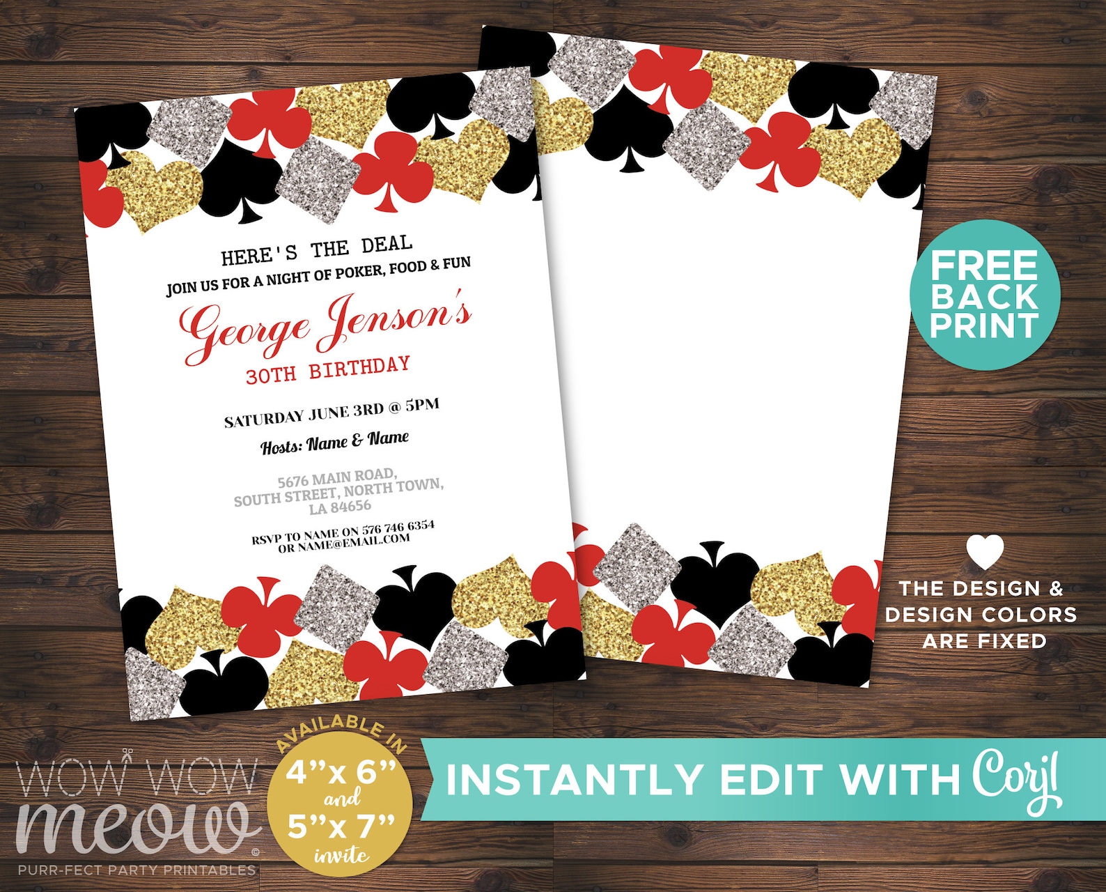 Here's the Deal Birthday Invitation Poker Any Age INSTANT DOWNLOAD ...