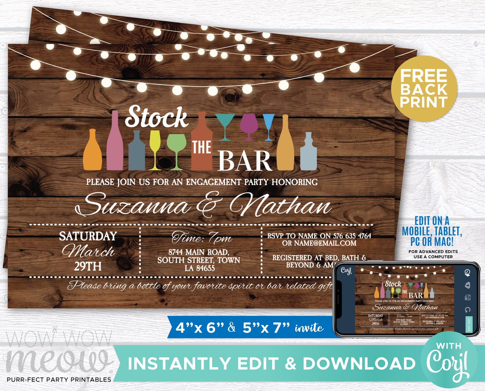 Stock the Bar Invitations Rustic Couples Shower Invite Engagement Party ...
