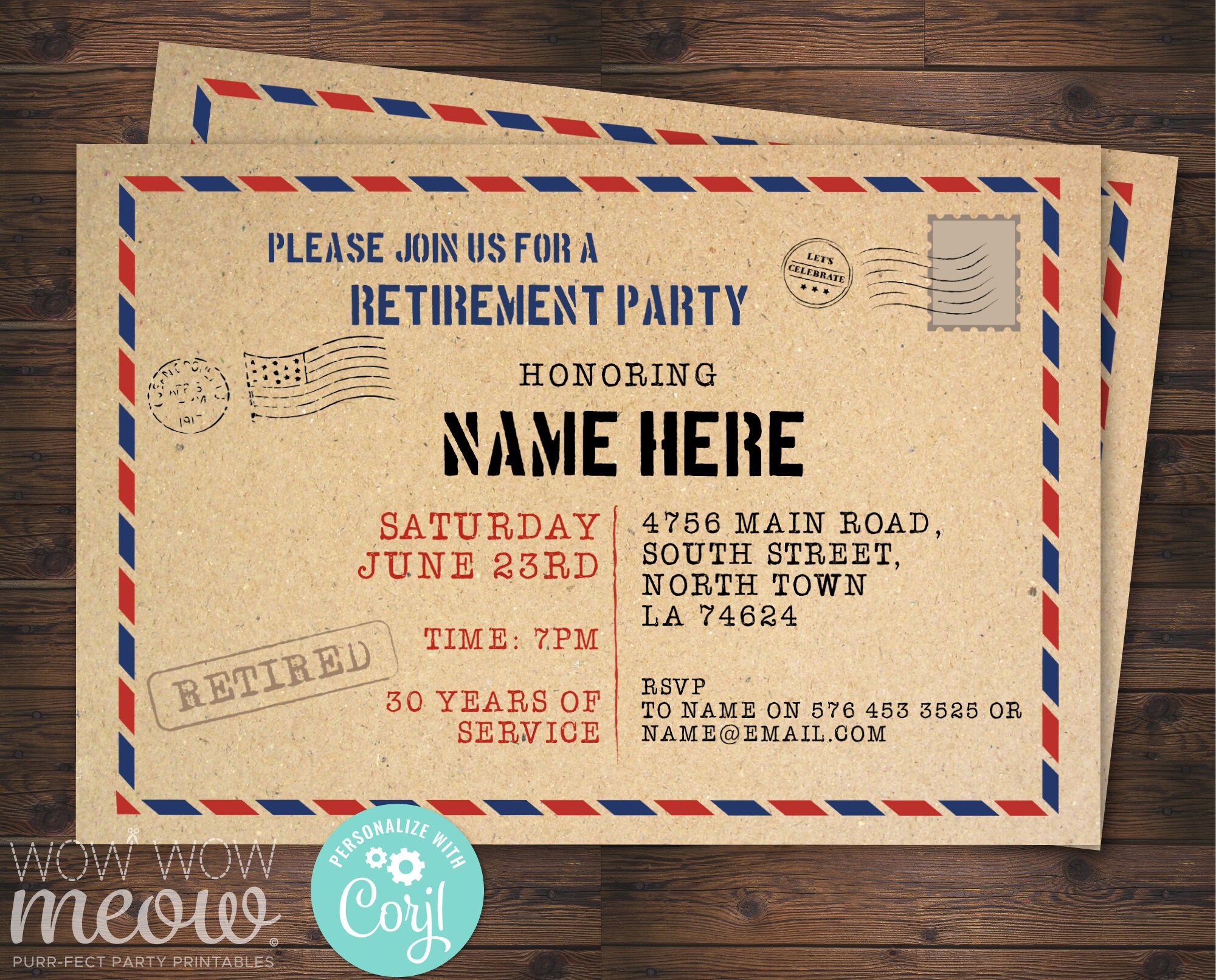 Retirement Invitation Retired Invite Envelope Postal Postcard | Etsy