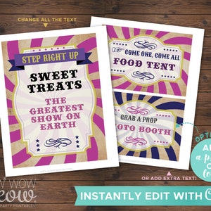 28 Vintage Circus Signs Printable INSTANT DOWNLOAD Pink Direction Arrow ...
