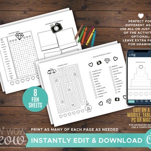 Wedding Coloring Book Children's Activity Sheets Booklet Printable ...