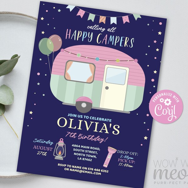 Camper Van Birthday Invitation - Etsy