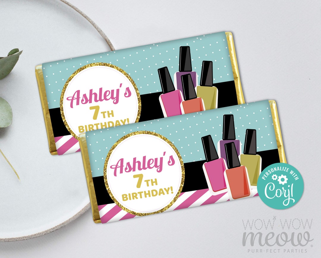 Nail Mani Pedi Birthday Chocolate Bar Wrapper Birthday Nail Bar ...