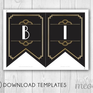 Art Deco 1920's Party Banner INSTANT DOWNLOAD Gatsby Bunting Flags ...