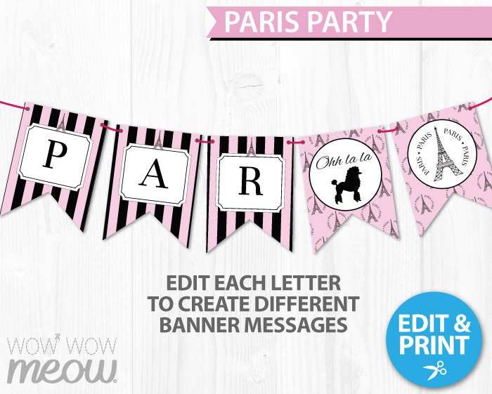 PARIS Banner INSTANT DOWNLOAD Bbay Shower Birthday French - Etsy