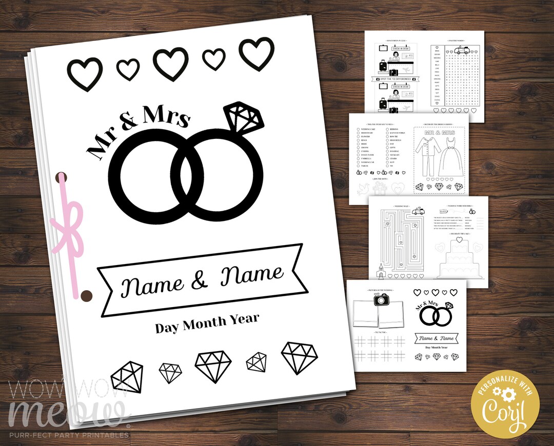 Wedding Coloring Book Children's Activity Sheets Booklet Printable ...