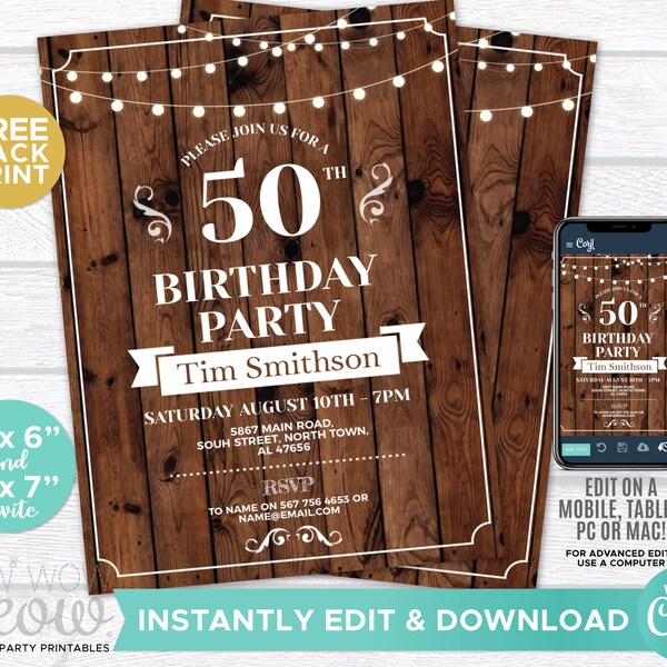 Rustic 50 Birthday - Etsy