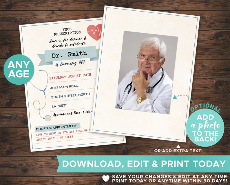 Doctor Invitation Prescription Invite Dr. Birthday Party | Etsy