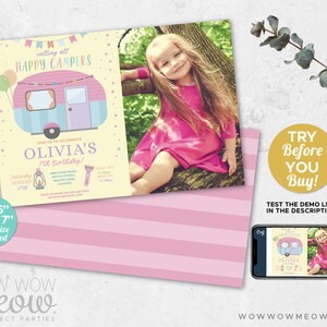 Camper Van Birthday Invitation Photo Campers INSTANT DOWNLOAD Girls ...