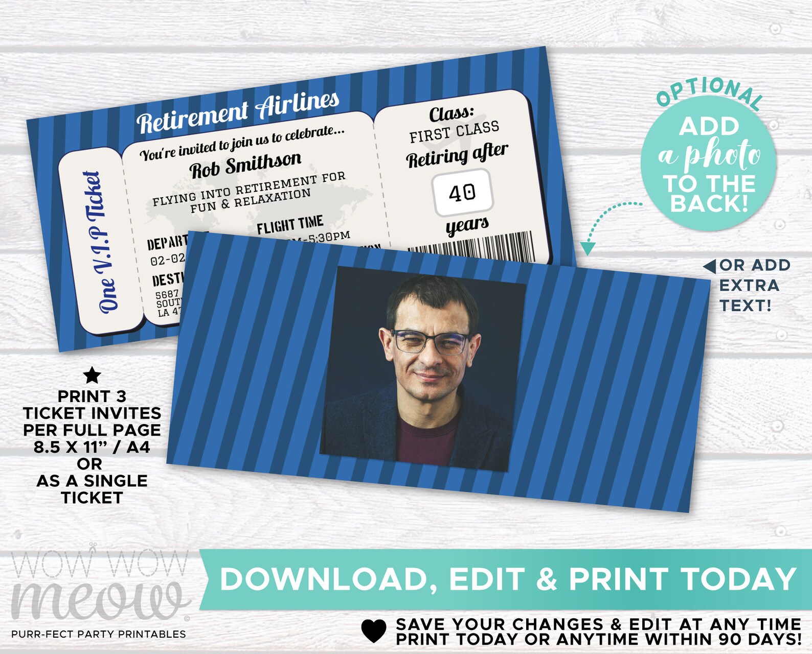 Retirement Invitation Ticket Surprise Retired INSTANT DOWNLOAD Plane ...