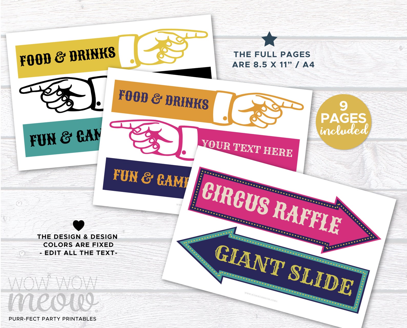 Circus Arrow Signs Pink Carnival Party Hand Pointing INSTANT - Etsy UK