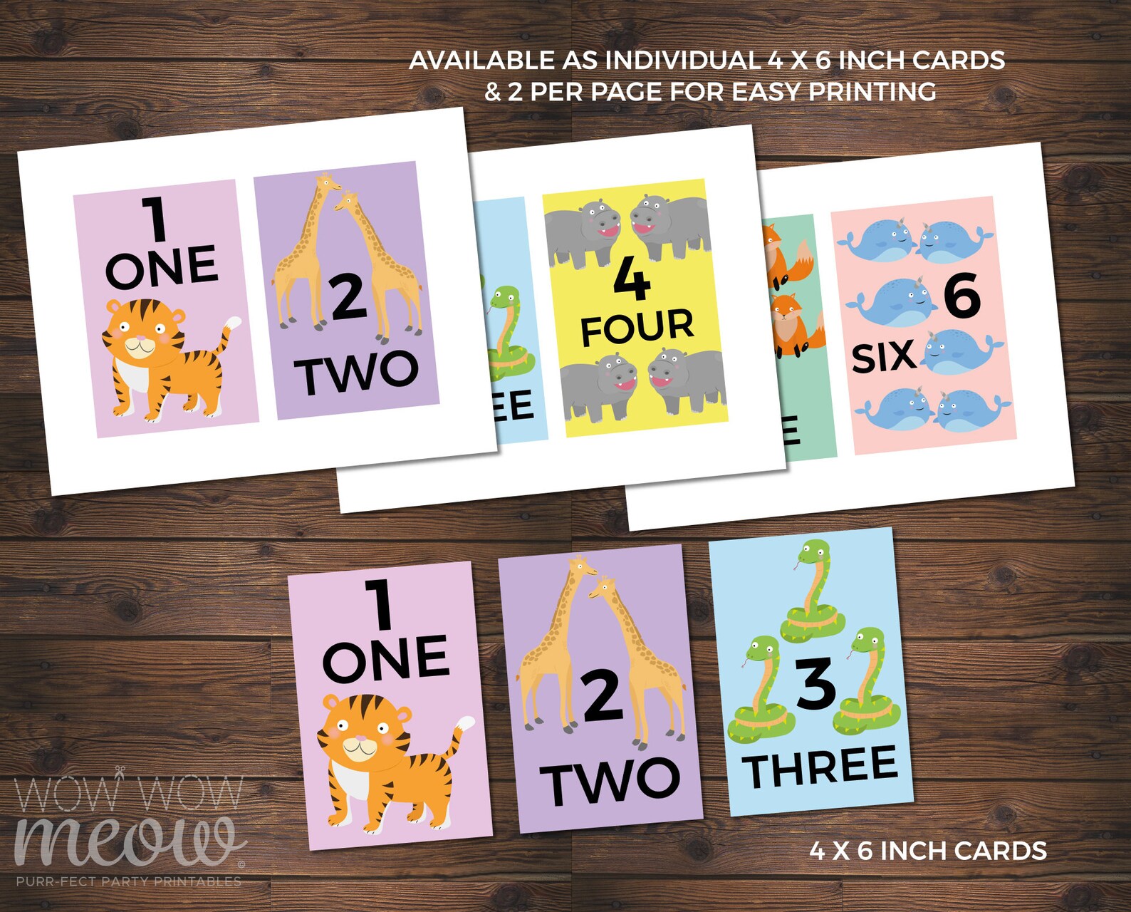 Number Animal Flash Cards Kids Counting Printable Educational - Etsy