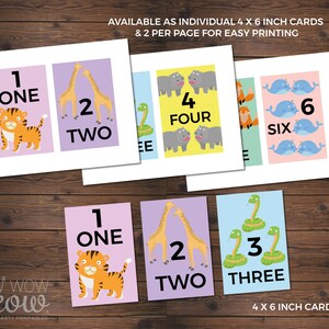 Number Animal Flash Cards Kids Counting Printable Educational Learning ...