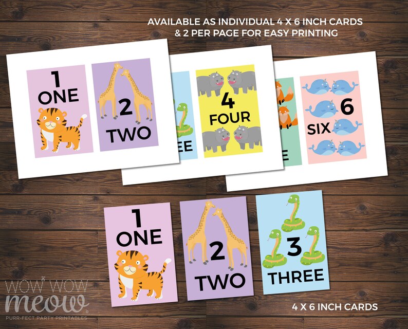 Number Animal Flash Cards Kids Counting Printable Educational - Etsy
