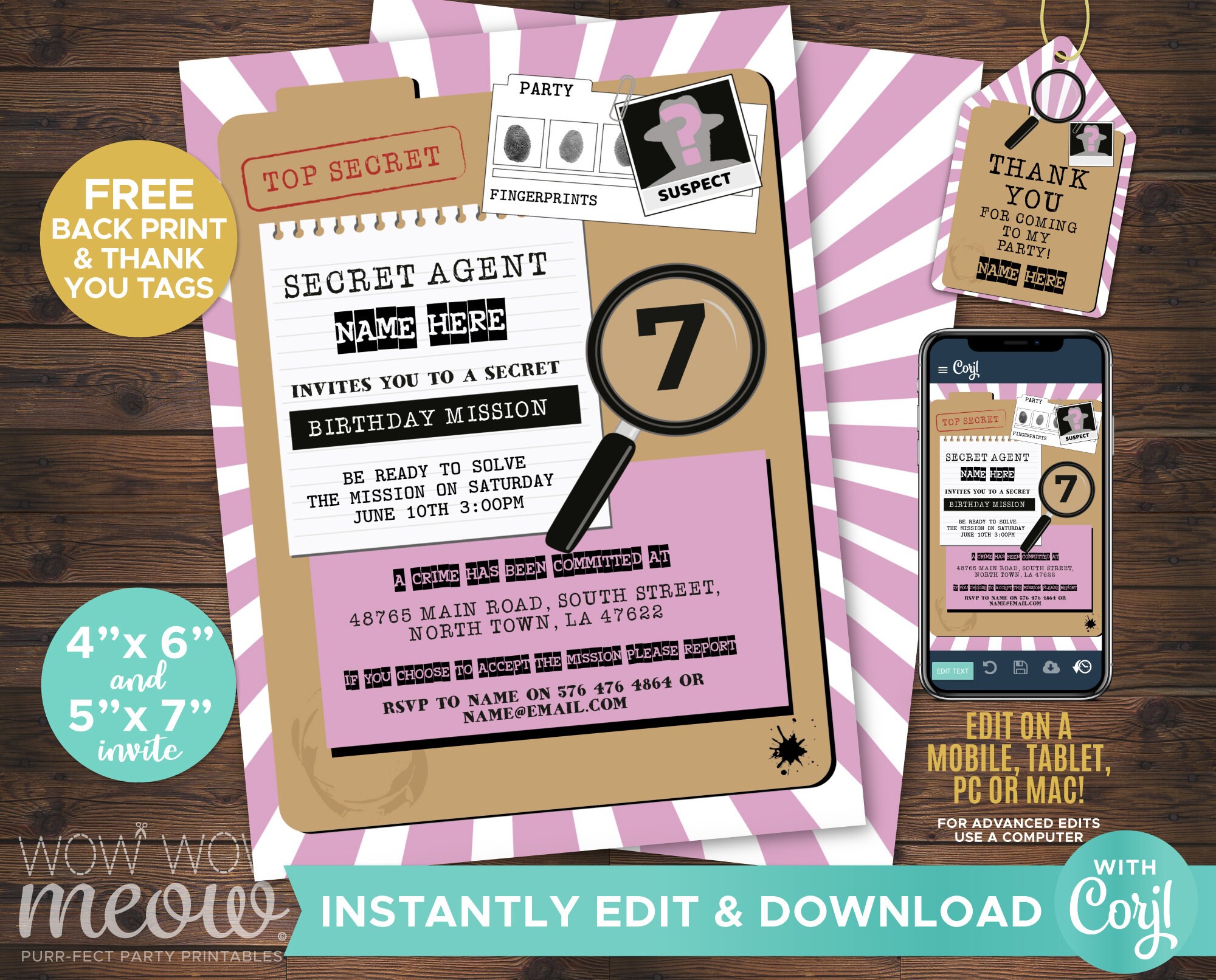 Secret Agent Invitations Birthday Invite Spy INSTANT DOWNLOAD | Etsy UK
