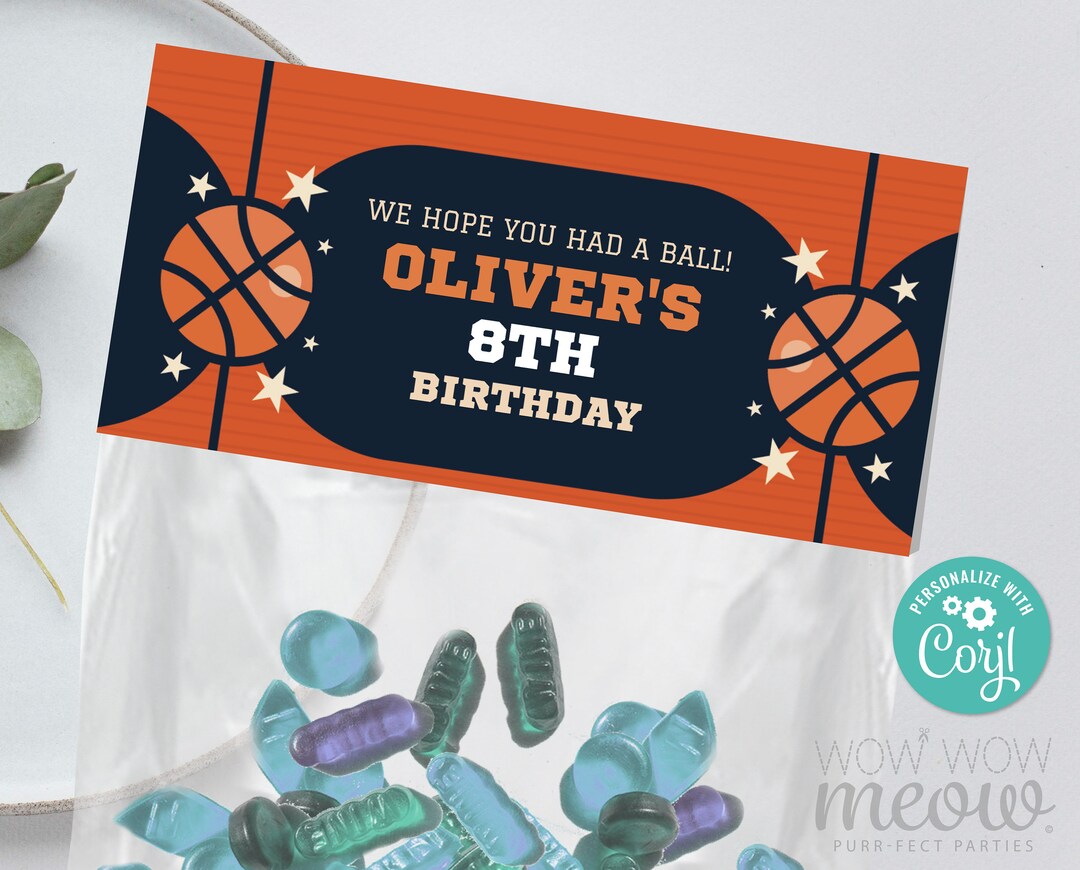 Basketball Birthday Wrapper Boys Girls Treat Bag Headers Sports ...