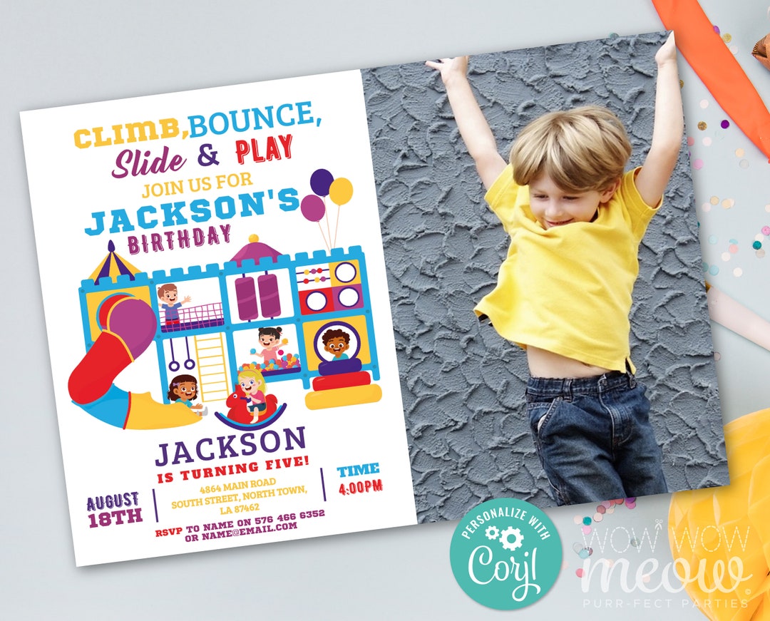 Soft Play Birthday Invitations Indoor Play Kids Any Age Blocks Climbing ...